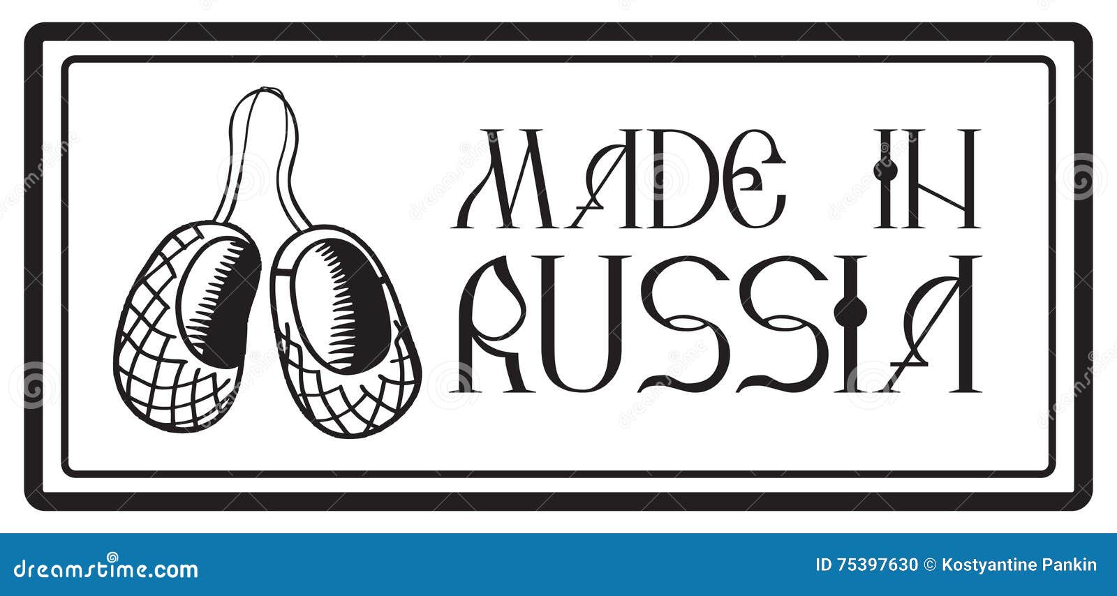 Made in Russia stock vector. Illustration of bast, mark - 75397630