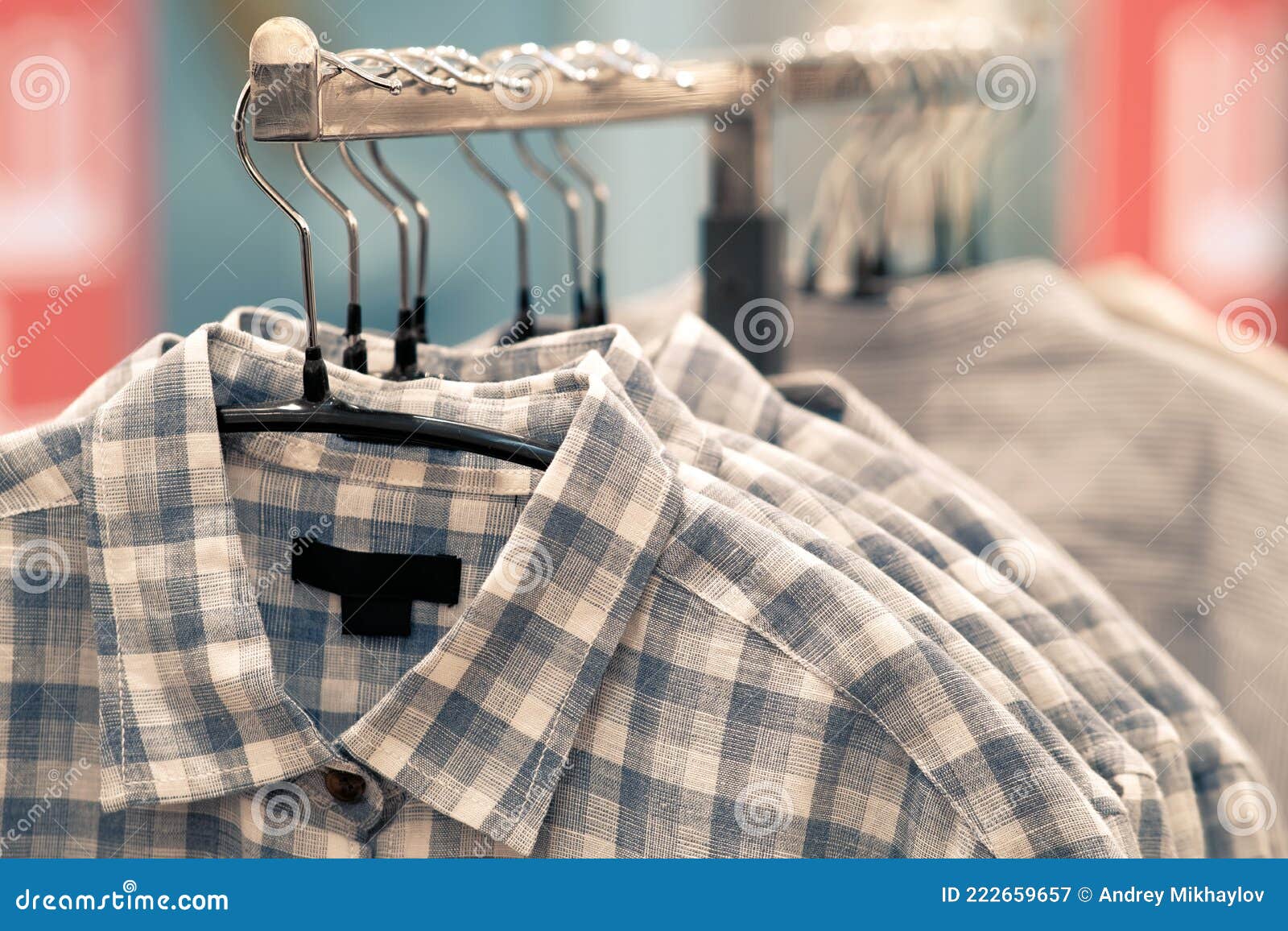 Made Rustic Linen Clothes Hang on Hangers in the Store. Stock Image ...