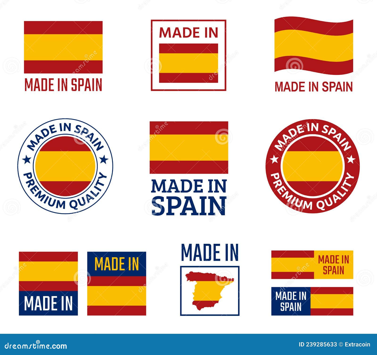 Made in Spain Labels Set, Spanish Product Emblem Stock Vector ...