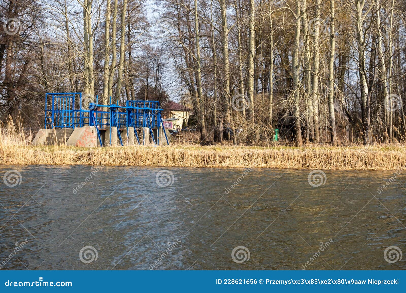 Concrete Weir on a Small River. Stock Photo - Image of small, structure ...