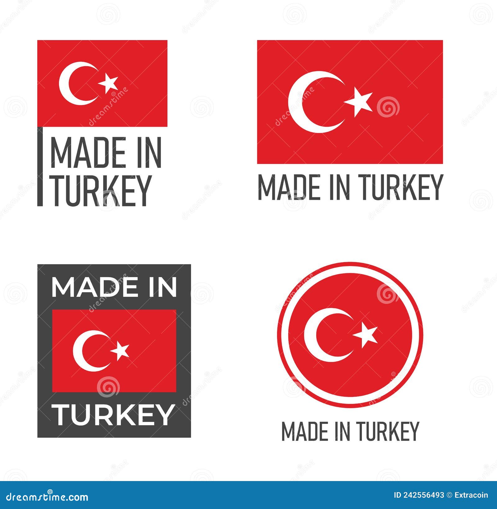 Made in Turkey Labels Set, Republic of Turkey Product Emblem Stock ...