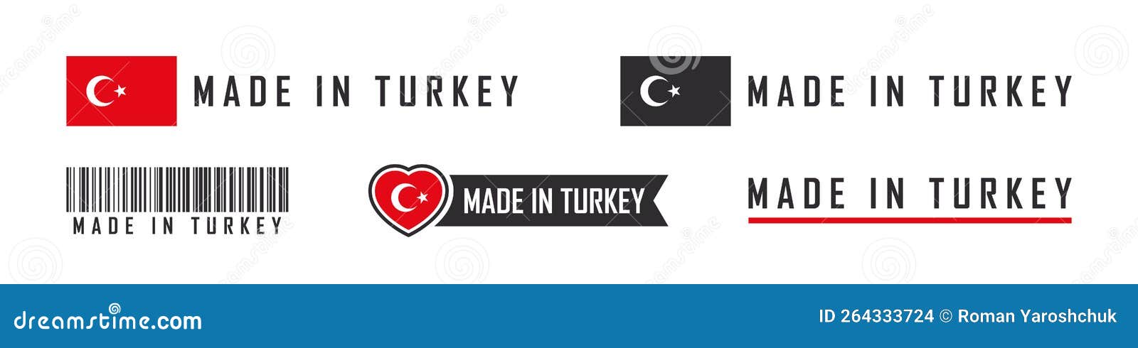 Made in Turkey Logo or Labels. Turkey Product Emblems Stock ...