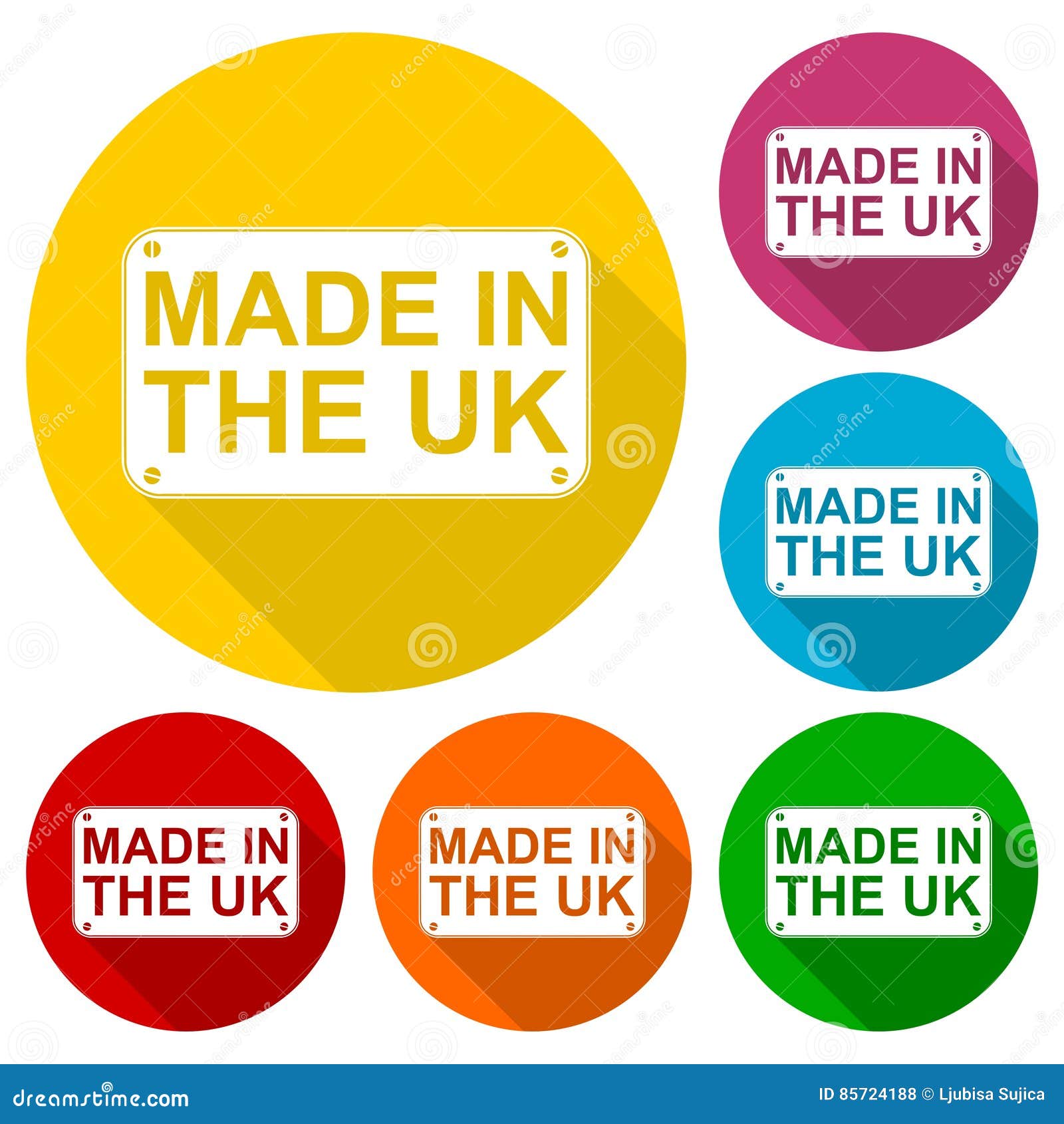 Made in UK Icons Set with Long Shadow Stock Vector - Illustration of ...