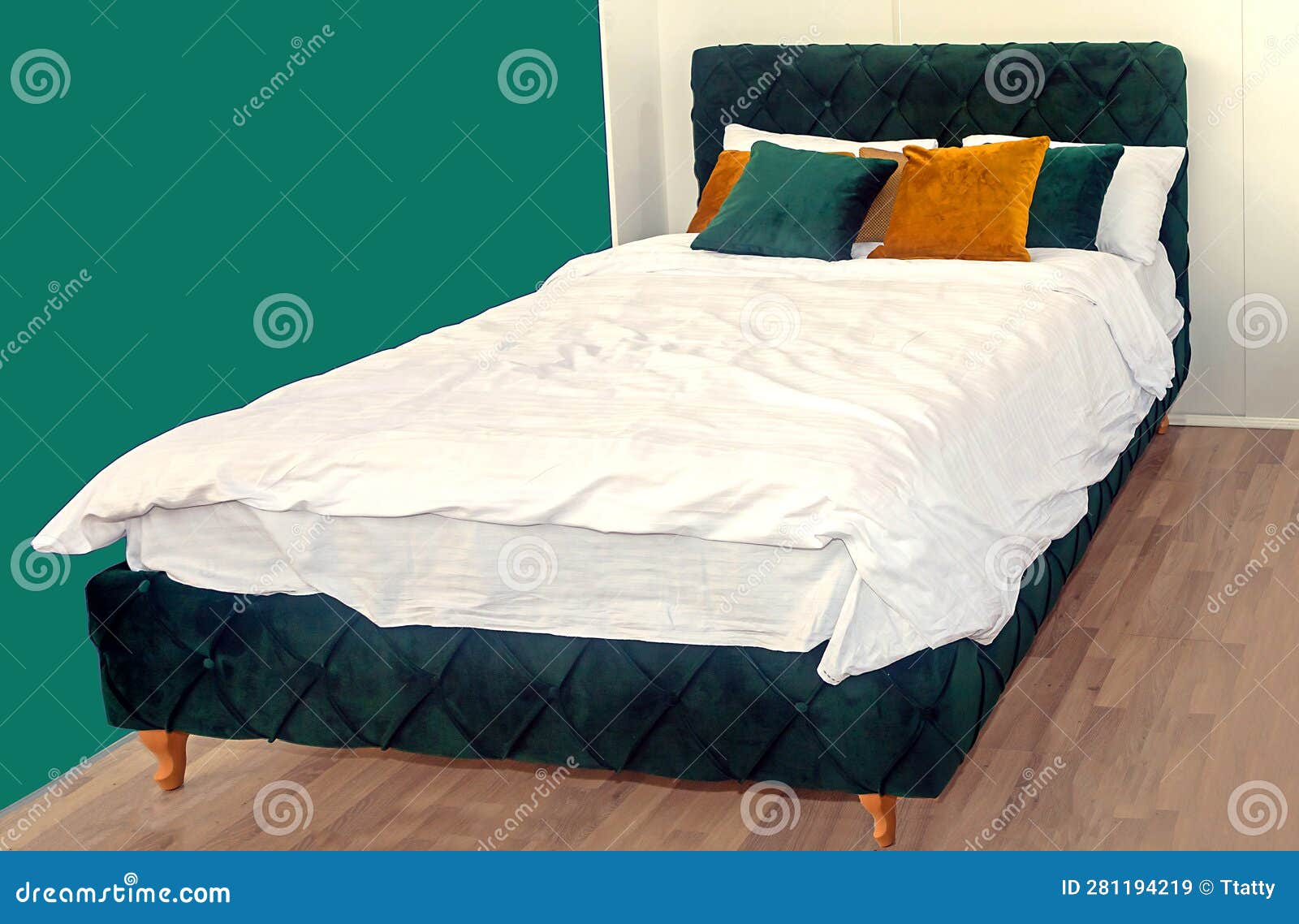 Made up bed interior stock image. Image of bedroom, indoors - 281194219