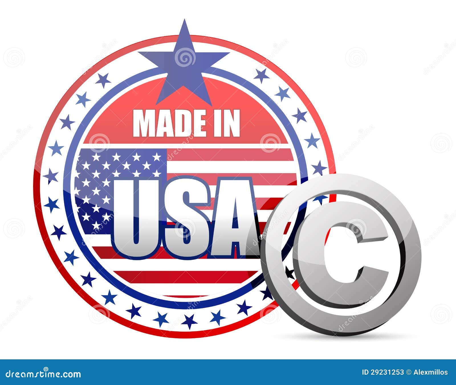 Made in USA Flag Seal with Copyright Sign Stock Illustration ...