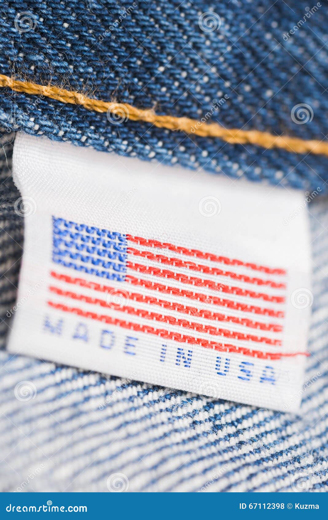 Made in the USA label stock photo. Image of detail, jean - 67112398