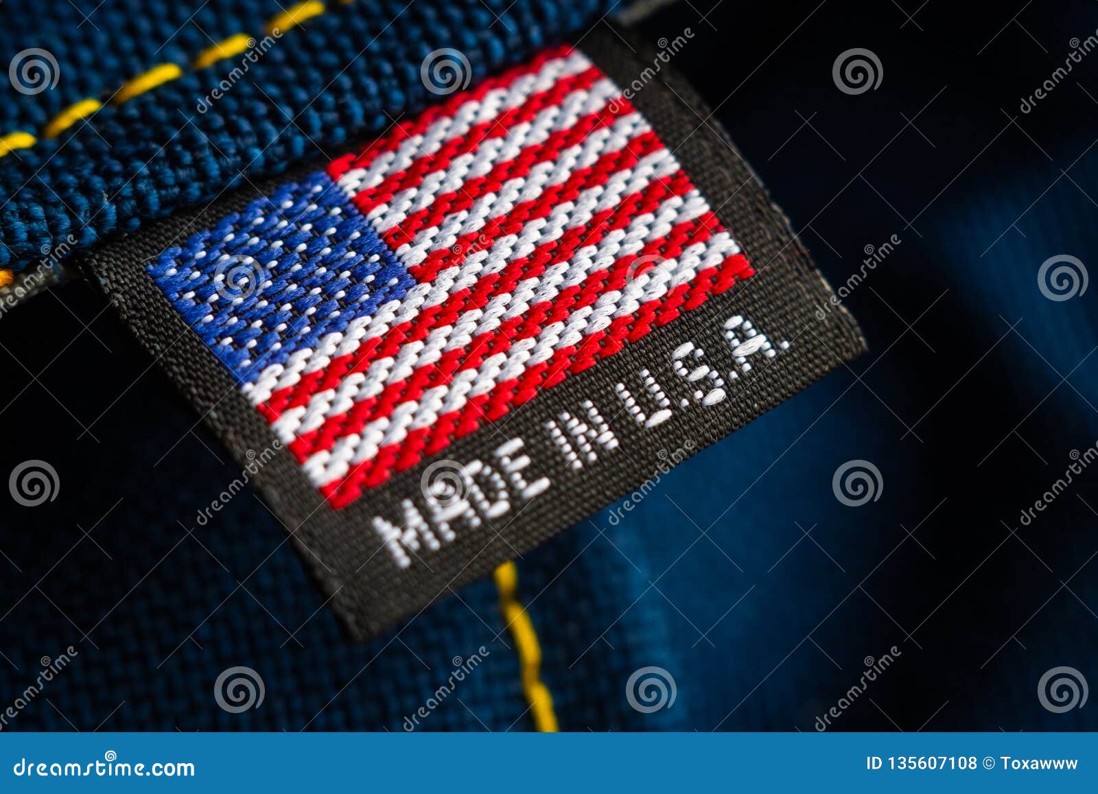 Made in USA label stock photo. Image of textile, fashion - 135607108