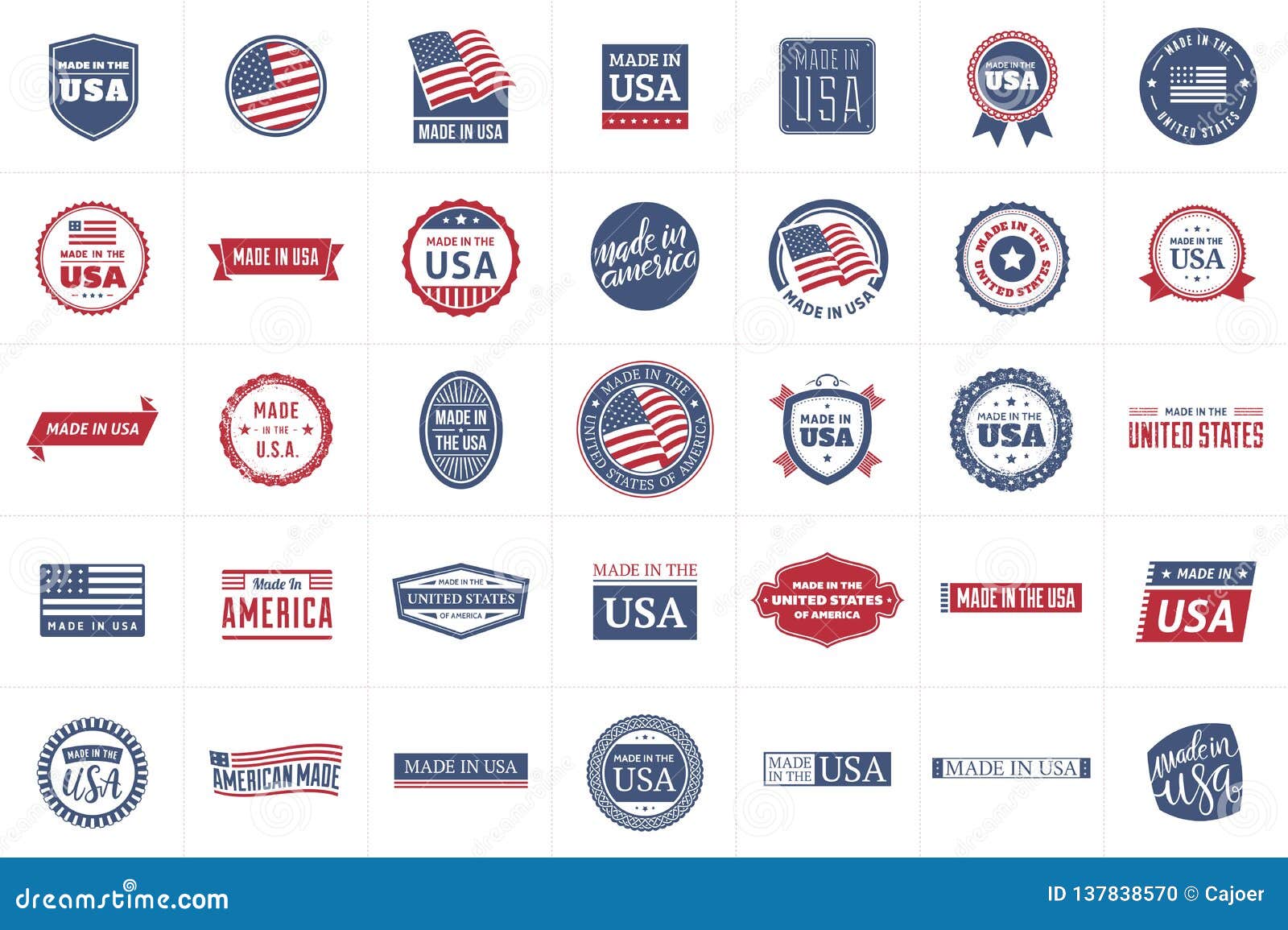 Made in the USA Labels stock vector. Illustration of stripe - 137838570
