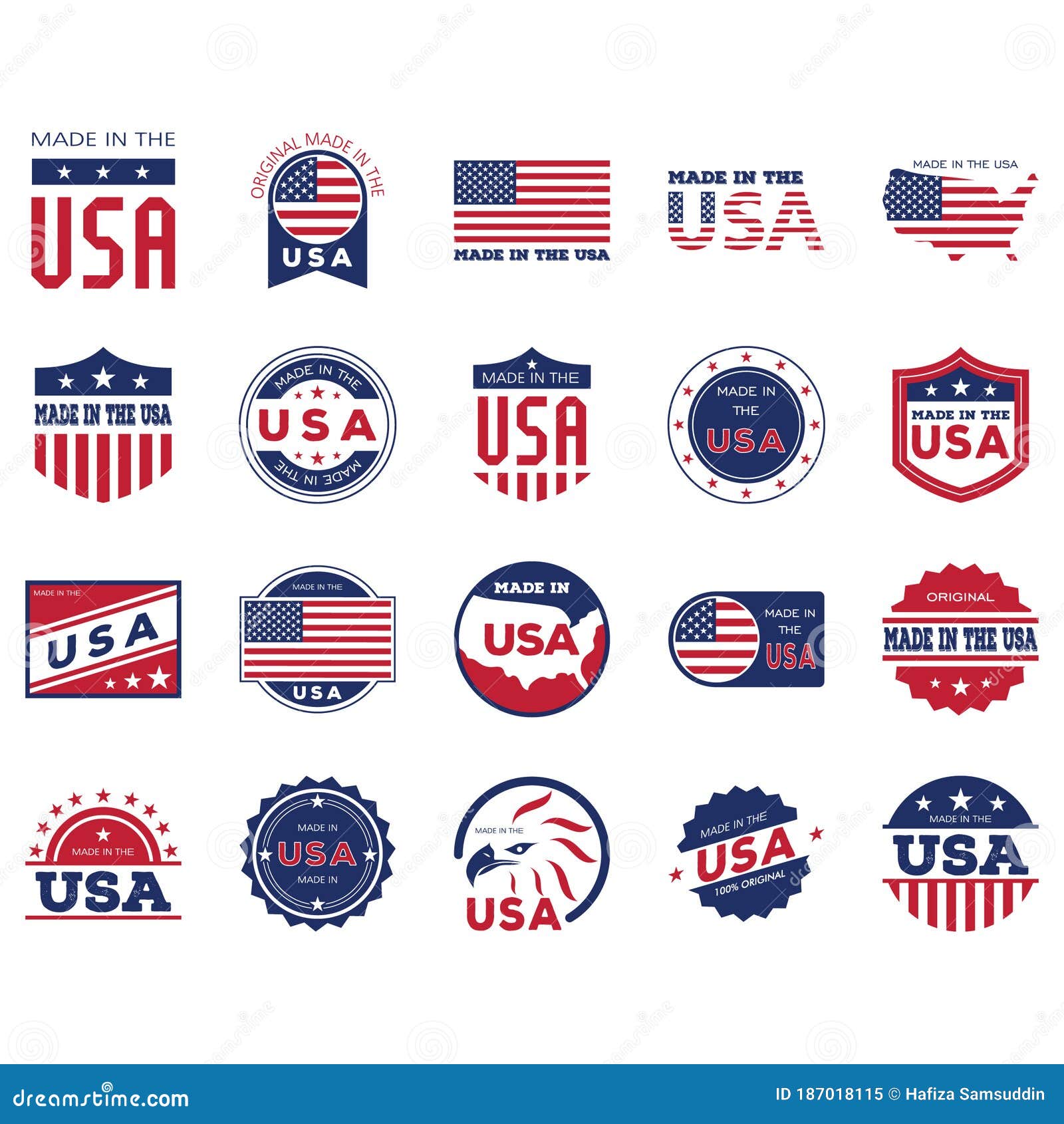 Made in USA Labels Collection. Vector Illustration Decorative Design ...