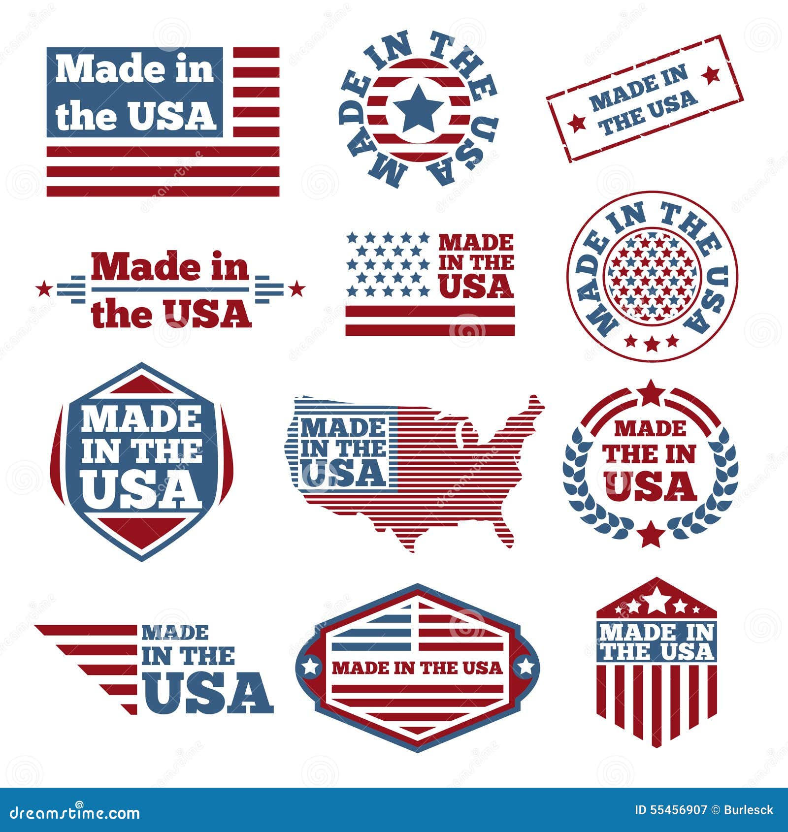 Made in USA labels stock vector. Illustration of sign - 55456907