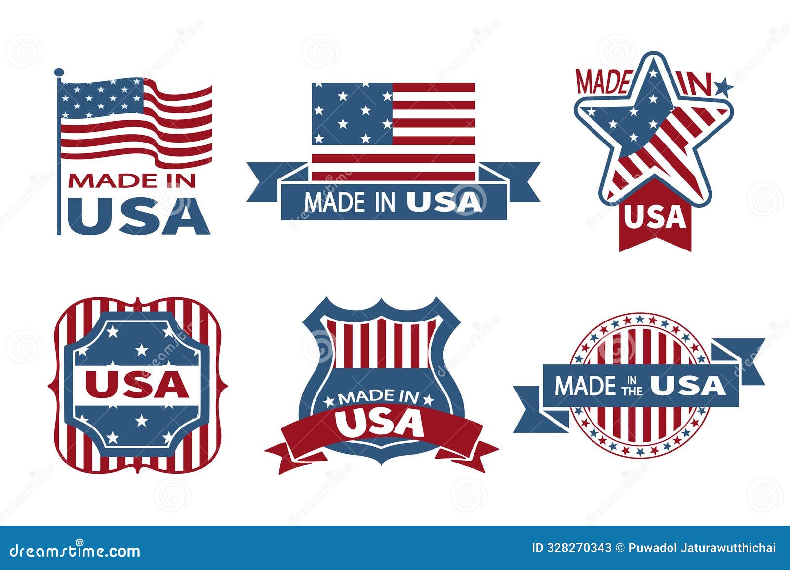 Made in USA . Set of Various America Badges and Emblems Stock Vector ...