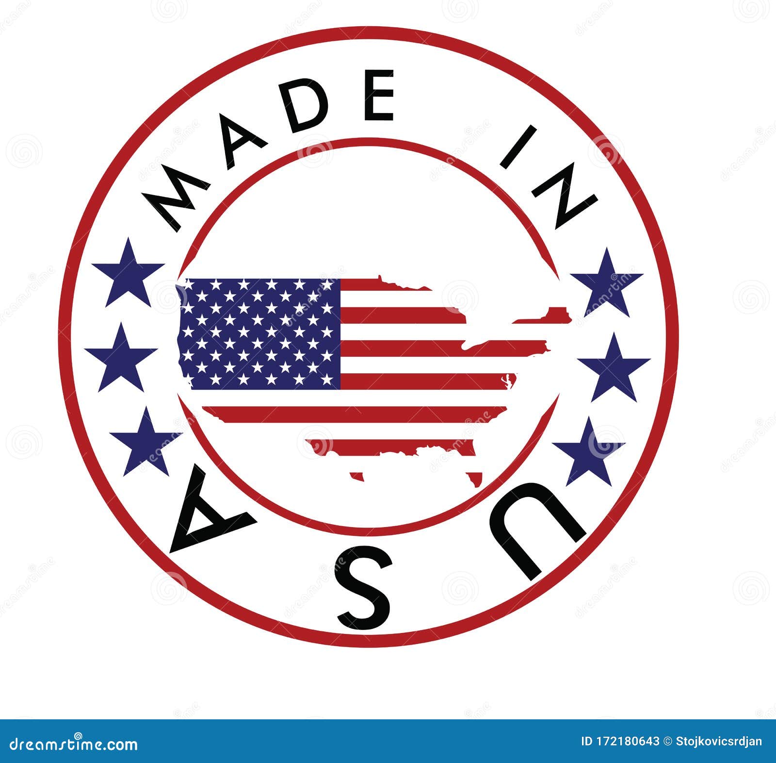 Made in USA stamp stock vector. Illustration of flag - 172180643