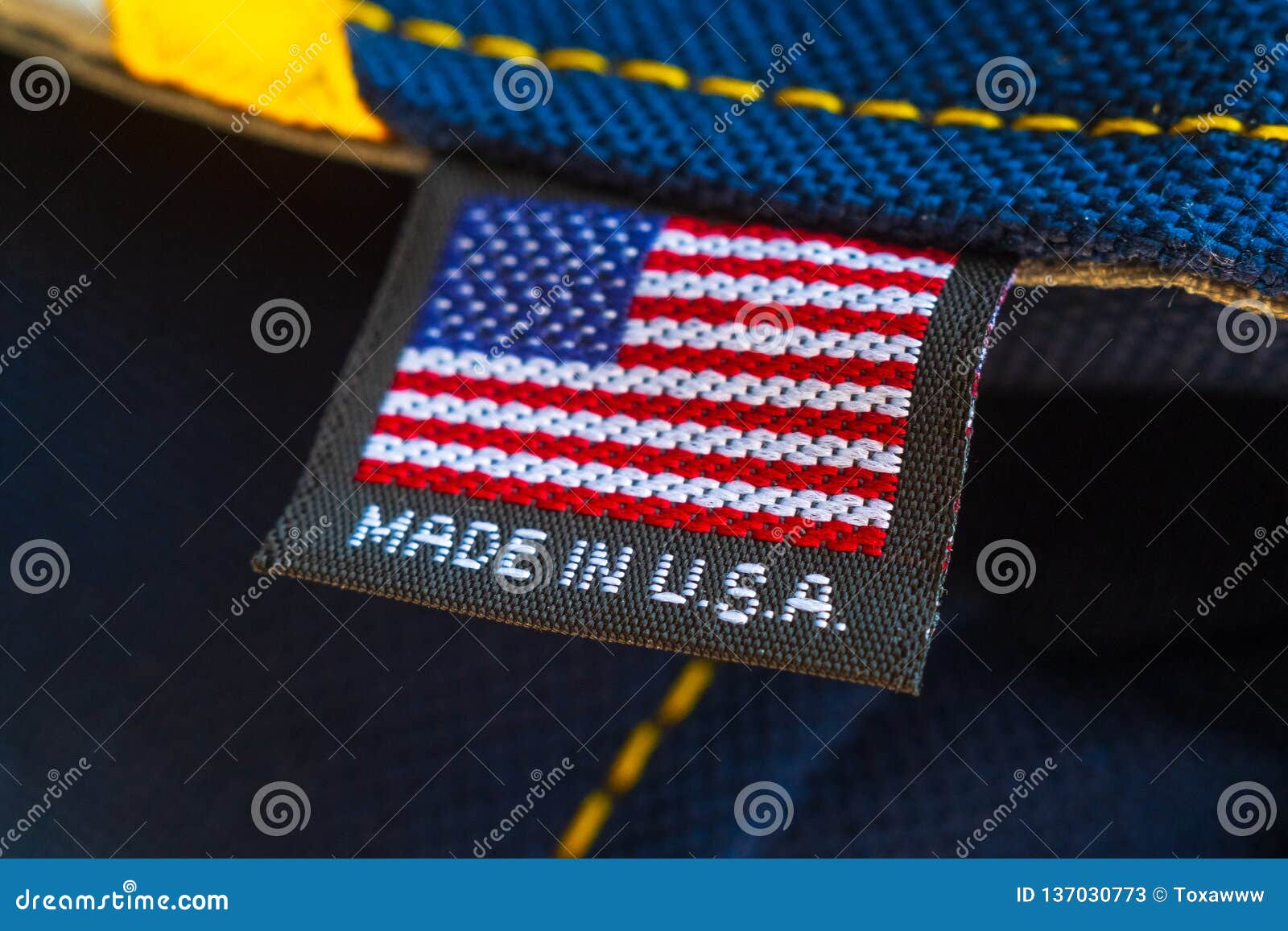 Made in USA textile tag stock image. Image of banner - 137030773