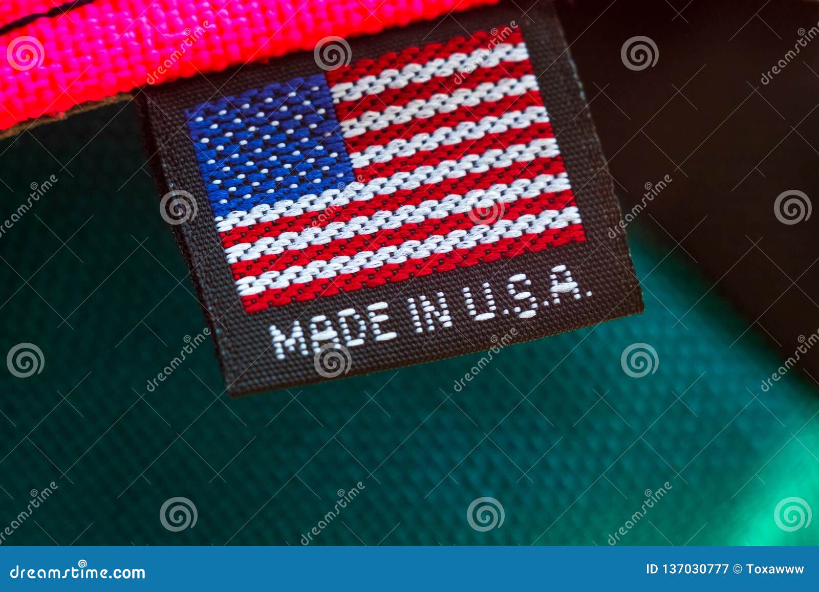 Made in USA textile tag stock image. Image of states - 137030777