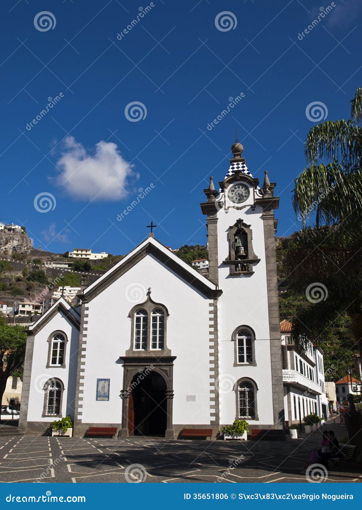 Madeira church stock photo. Image of bell, blue, white - 35651806