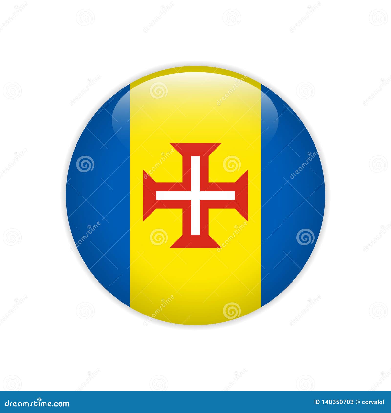 Madeira flag on button stock vector. Illustration of icon - 140350703