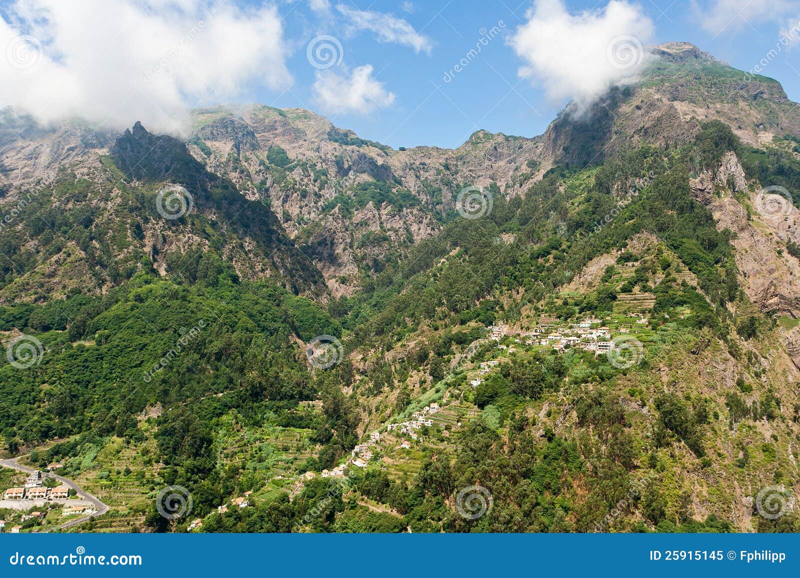 Madeira Landscape with Mountains Stock Image - Image of green ...