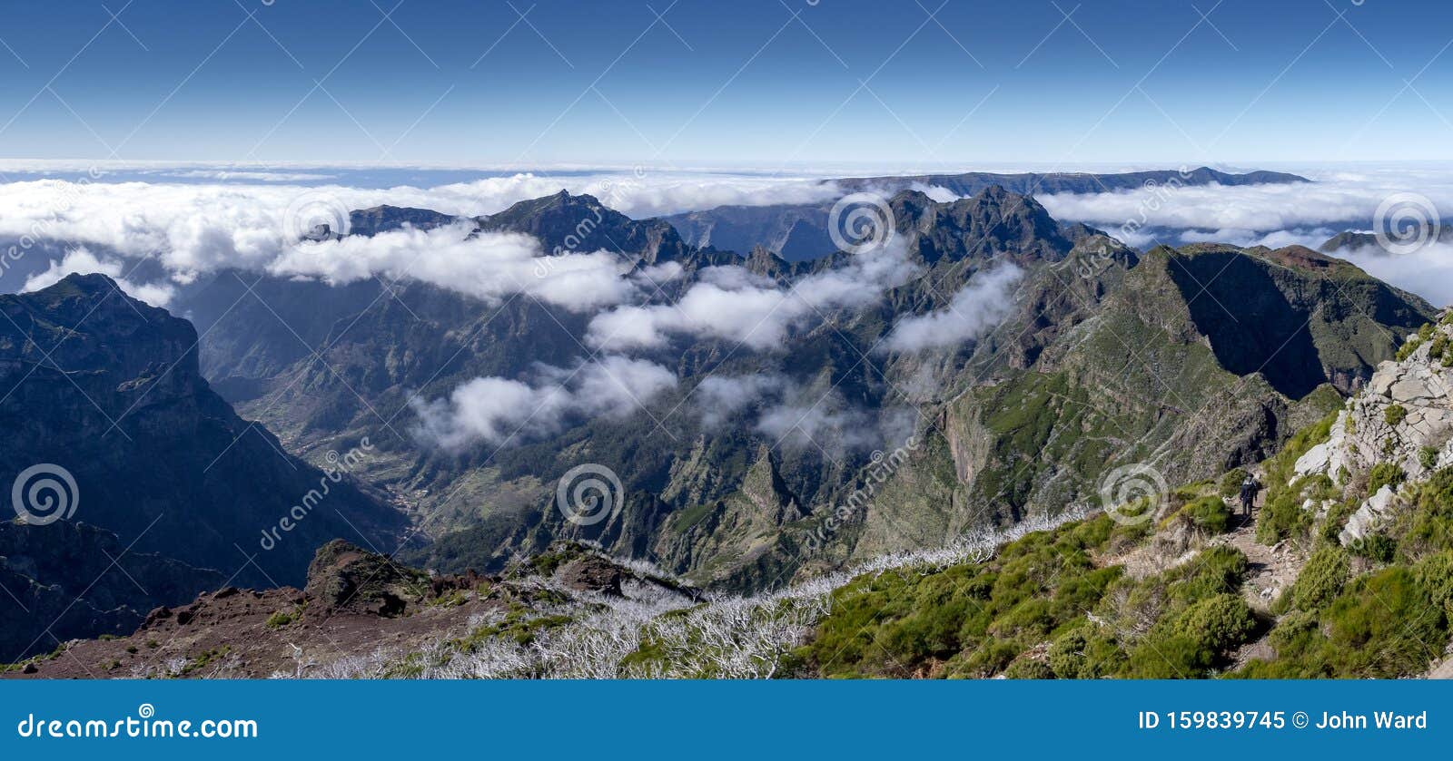 Madeira Mountains in Clouds Panorama Stock Image - Image of panorama ...