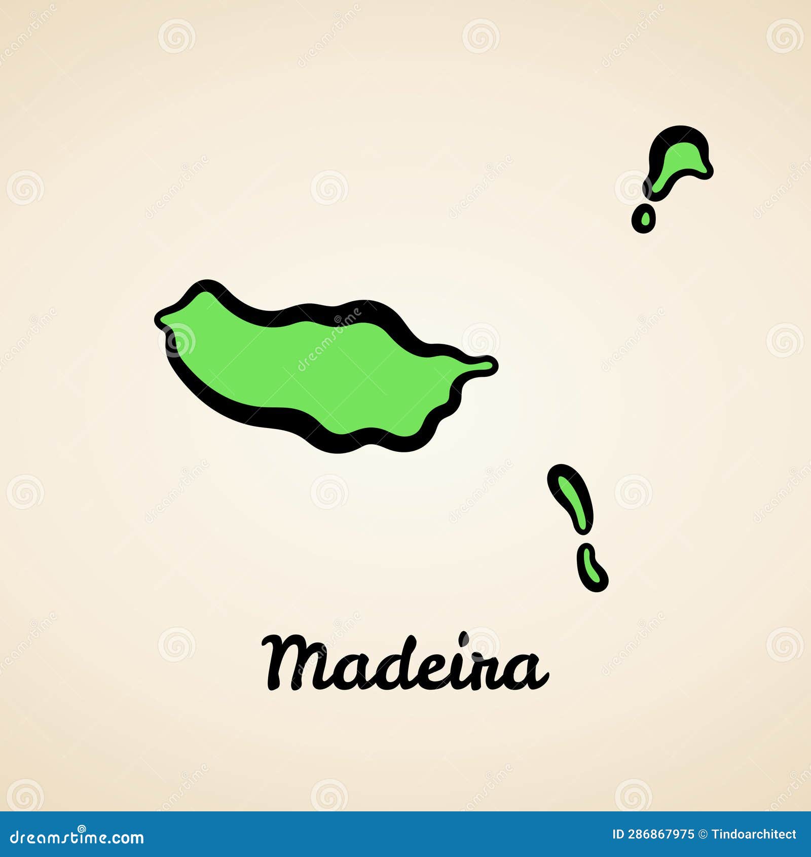 Madeira - Outline Map stock vector. Illustration of stripe - 286867975