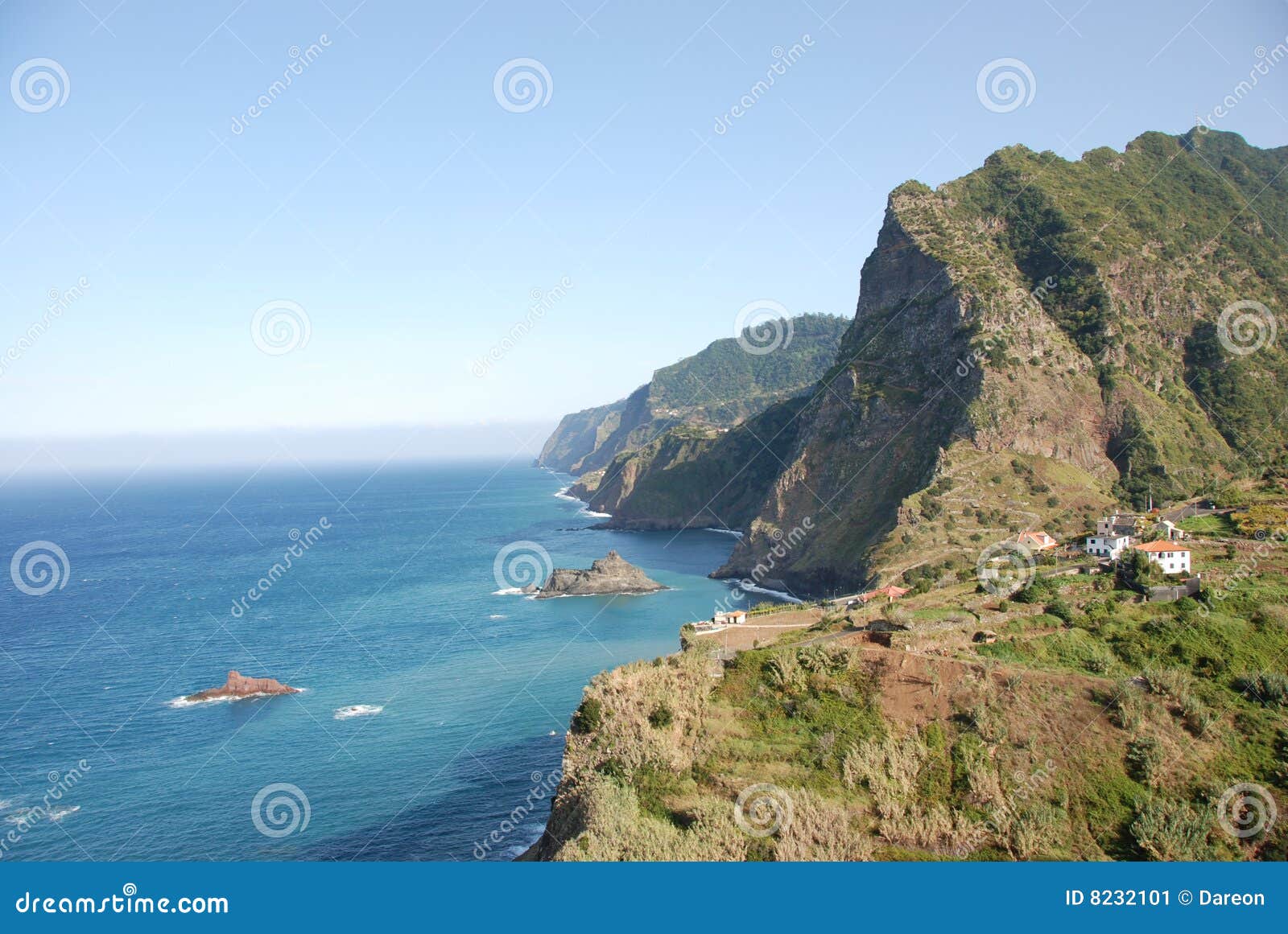 Madeira - Rocks, Blue Sky and Atlantic Ocean Stock Image - Image of ...