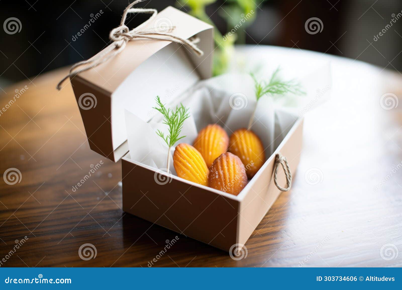 Madeleines in a Paper Box, Tied with a String Stock Photo - Image of ...