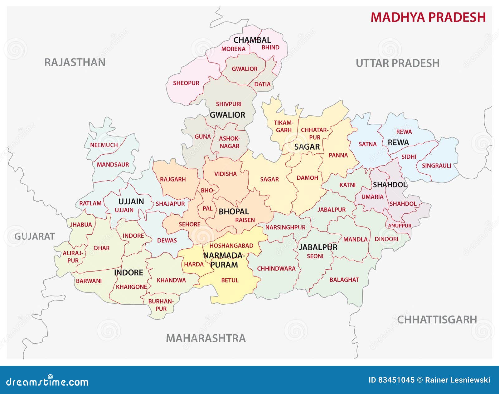 Madhya Pradesh Map. Political And Administrative Map Of Madhya Pradesh ...