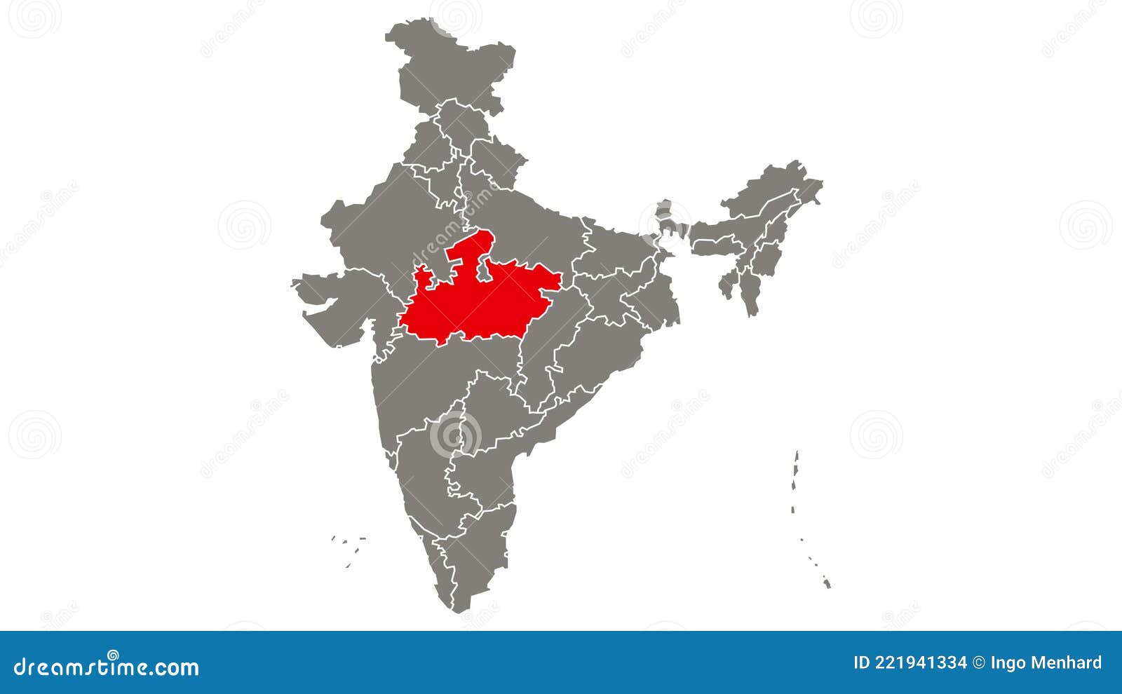 Madhya Pradesh State Blinking Red Highlighted in Map of India Stock ...