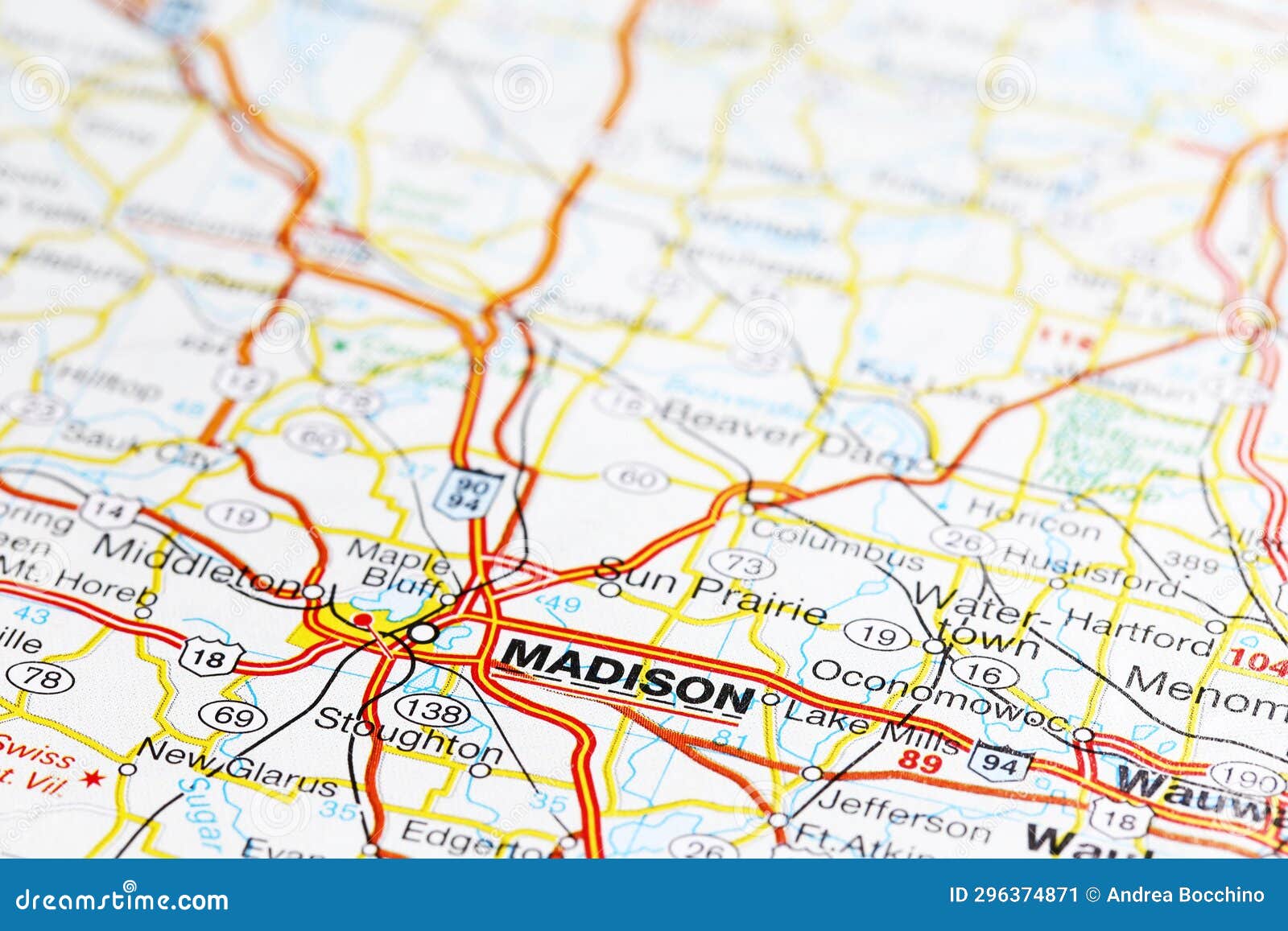 Madison City Road Map Area. Closeup Macro View Stock Illustration ...