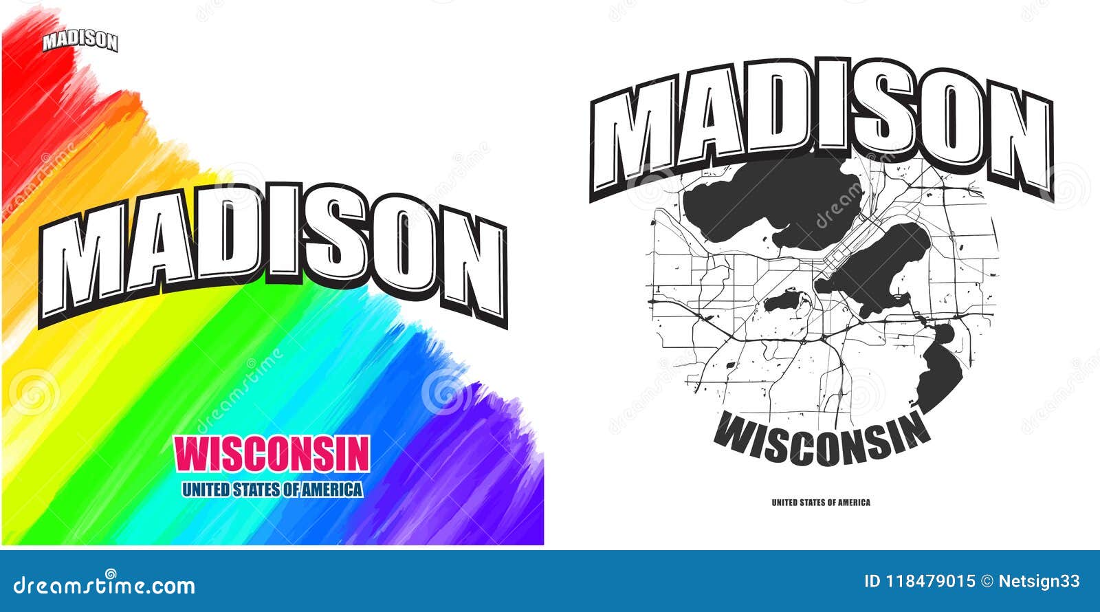 Madison, Le Wisconsin, Deux Illustrations De Logo Illustration de ...