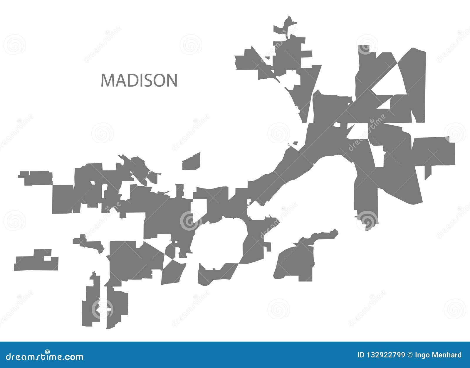 Madison Wisconsin City Map Grey Illustration Silhouette Shape Stock ...