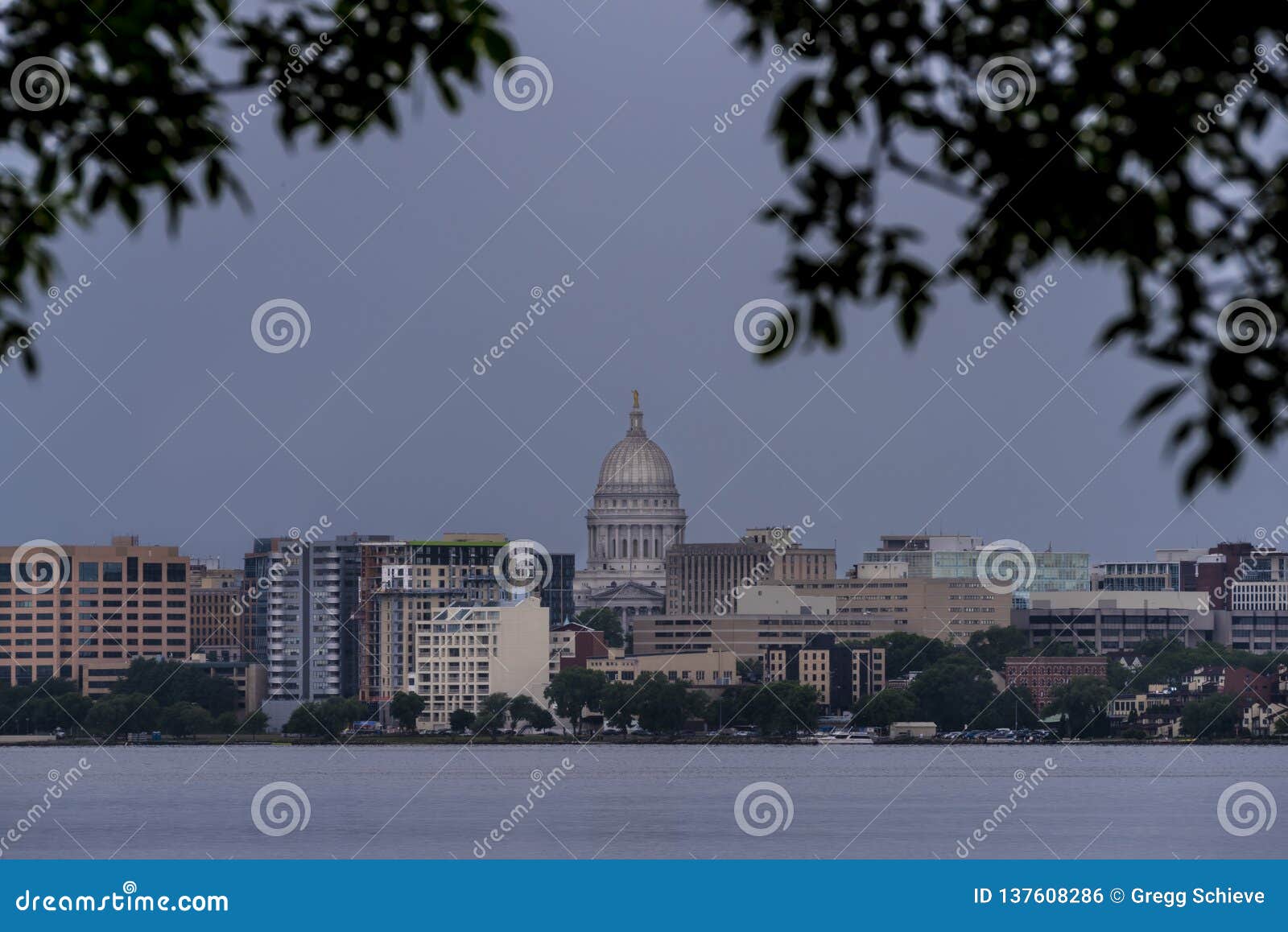 Madison Wisconsin Skyline stock photo. Image of lake - 137608286