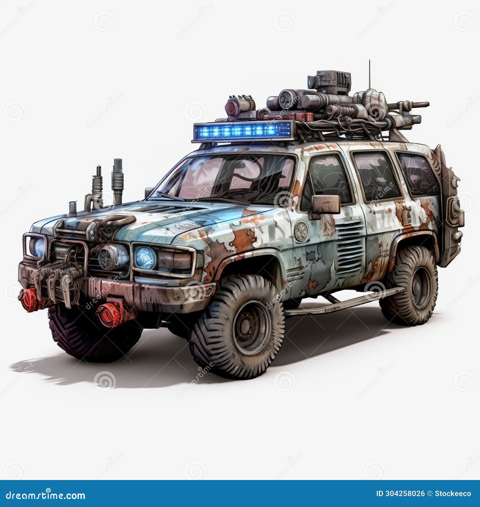 Apocalyptic Patrol Car: a Badass Vehicle with a Gun Stock Illustration ...