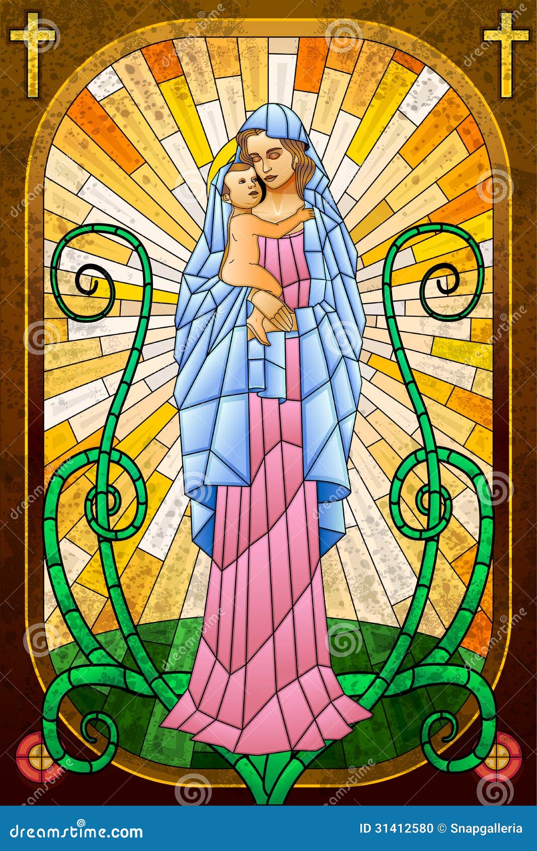 Madre Maria Con Jesus Christ Ilustración del Vector - Ilustración de ...