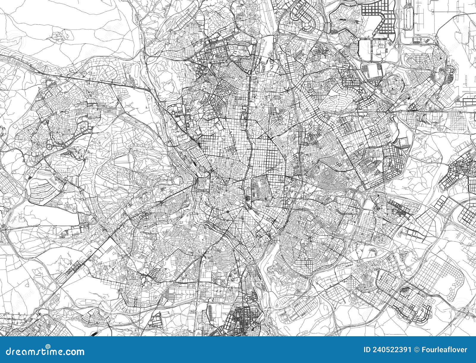 Madrid Full Vector City Street Map Stock Vector - Illustration of ...