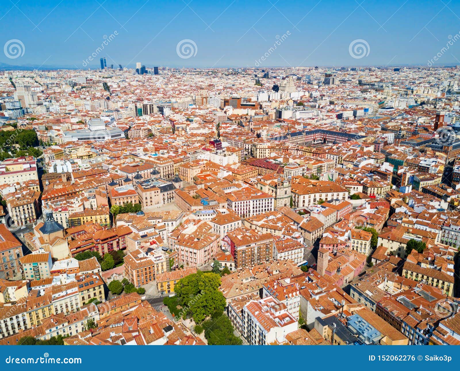 Madrid Aerial Panoramic View in Spain Stock Photo - Image of travel ...