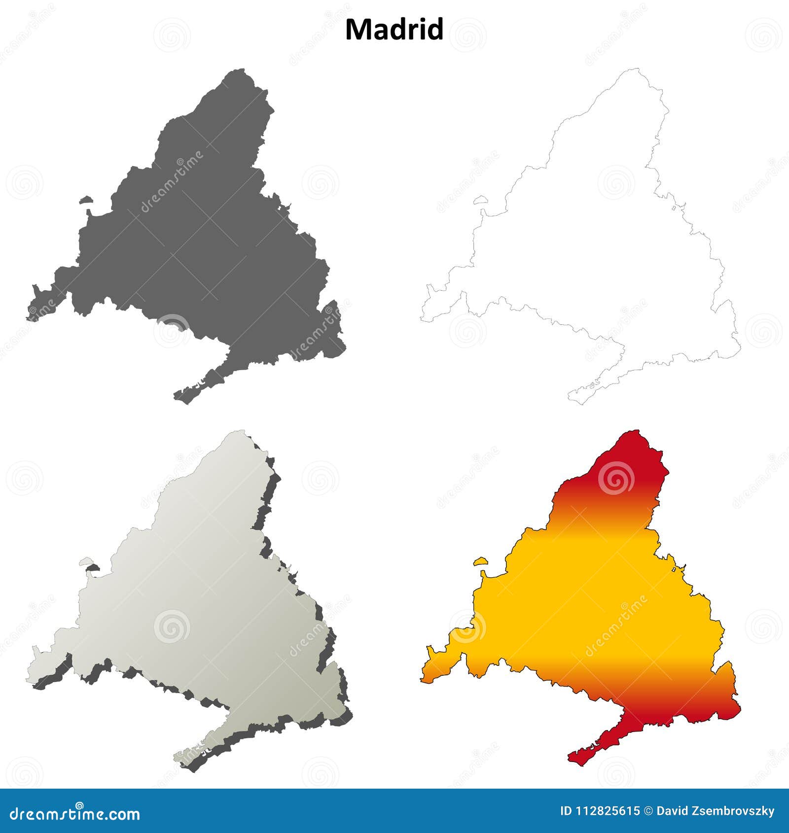 Detailed Map Of Madrid City, Linear Print Map. Cityscape Panorama ...