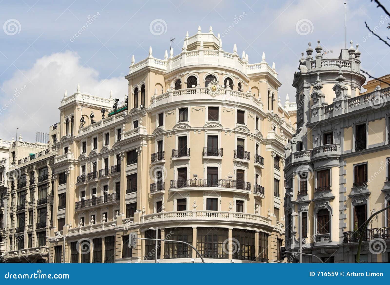 Madrid classic buildings stock image. Image of balcony - 716559