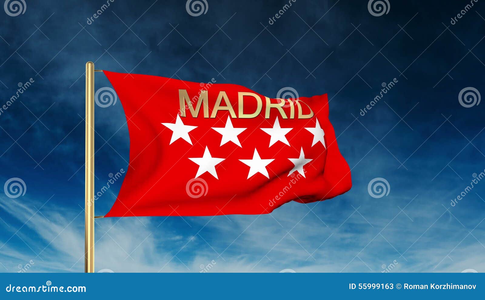 Madrid Flag Slider Style with Title. Waving in the Stock Video - Video ...