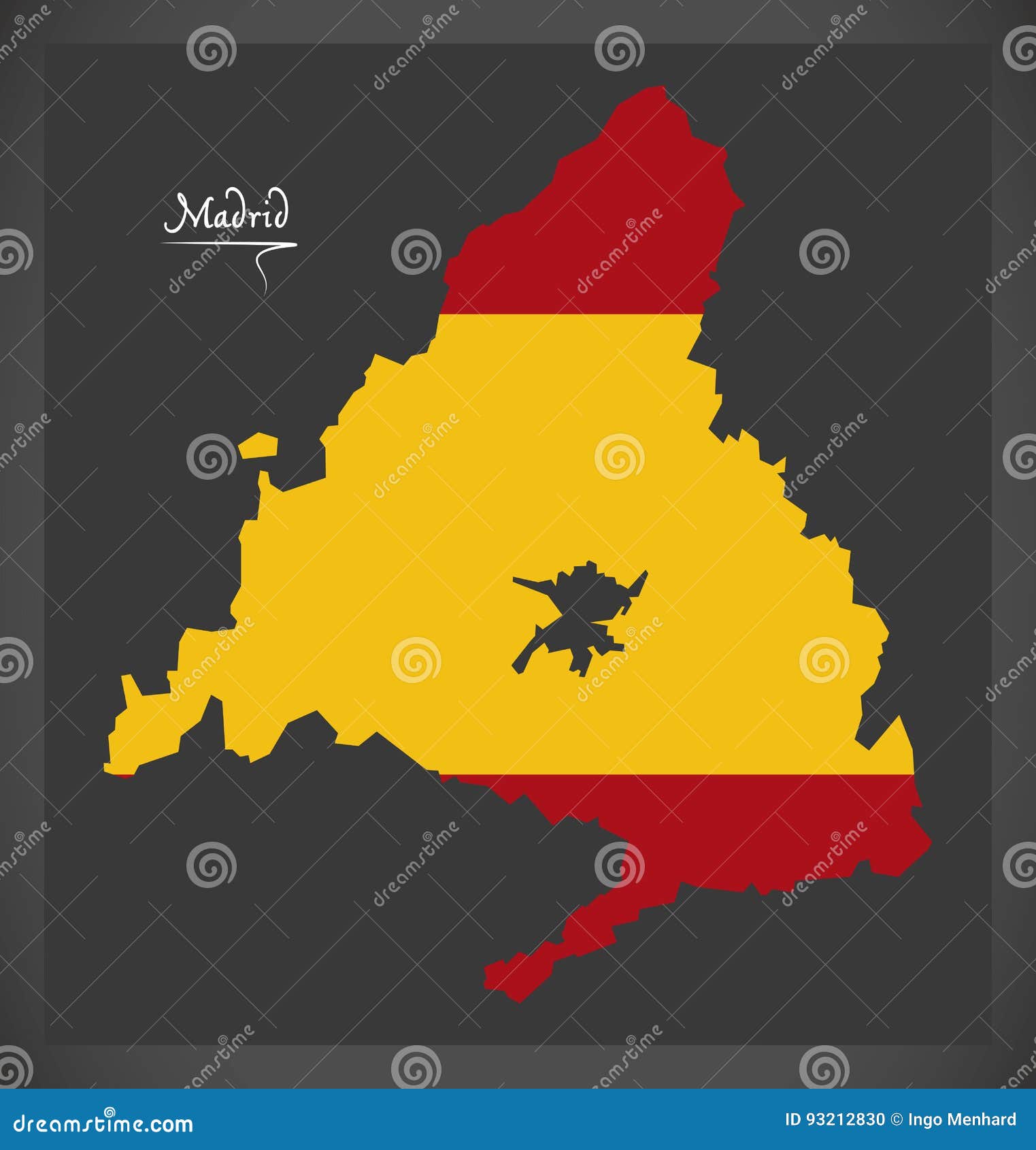 Madrid Map with Spanish National Flag Illustration Stock Vector ...