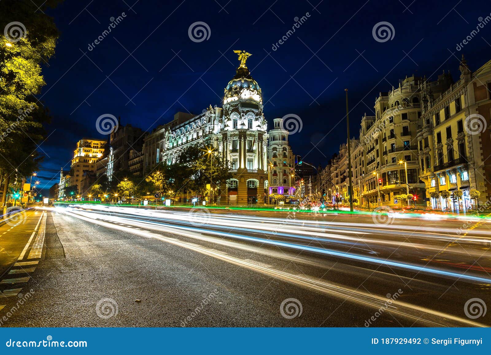 Madrid at night stock photo. Image of urban, travel - 187929492