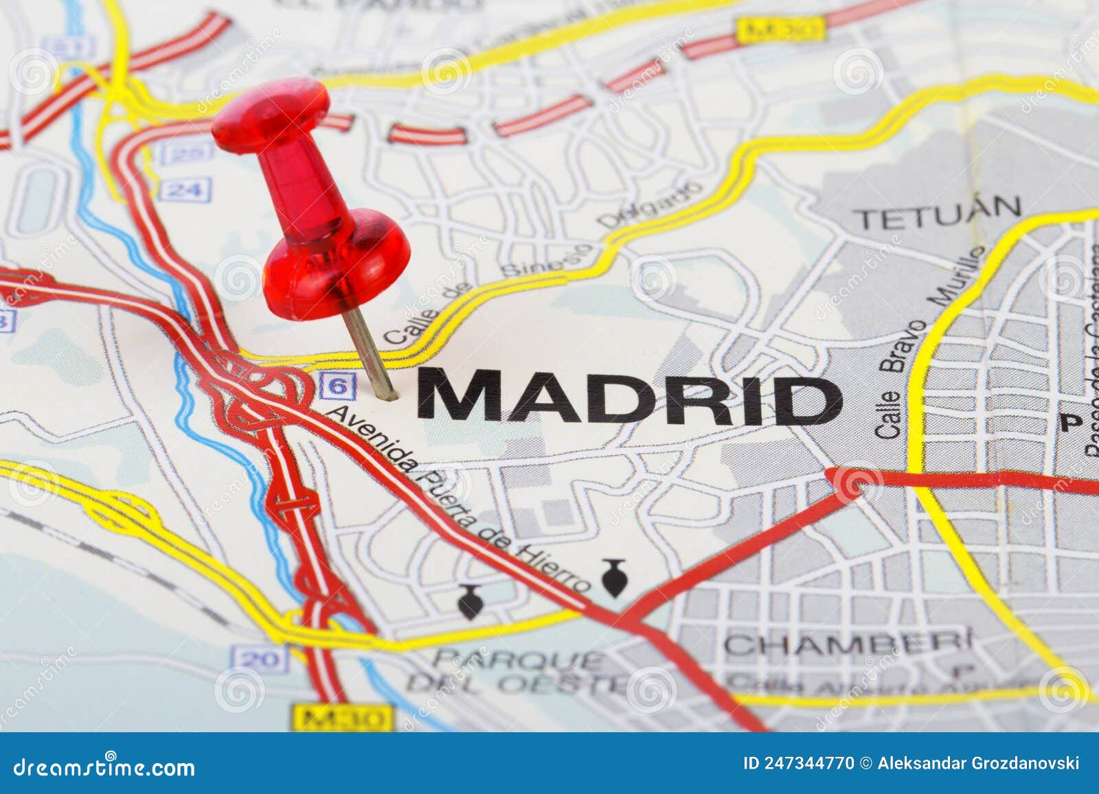 Madrid Pinned on a Map of Spain Stock Photo - Image of destination ...