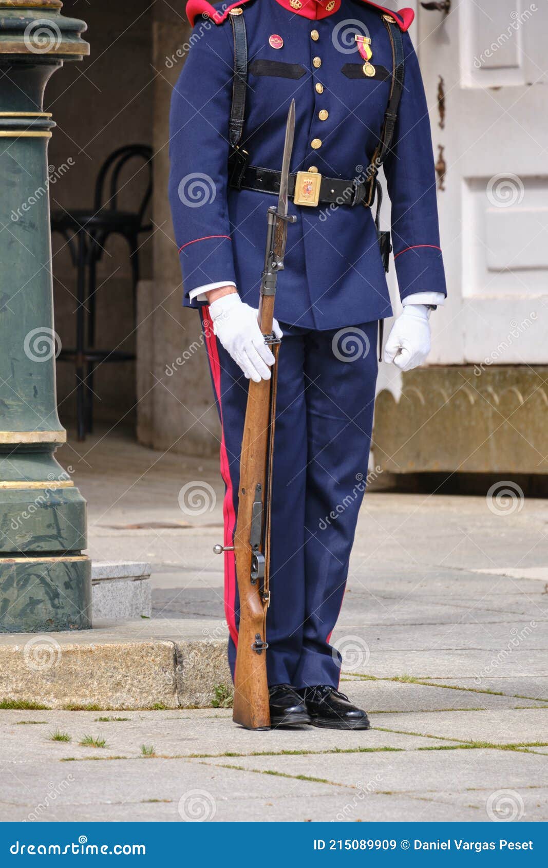 Madrid, Spain - 3 April 2021. Changing of the Guard at Madrid Royal ...