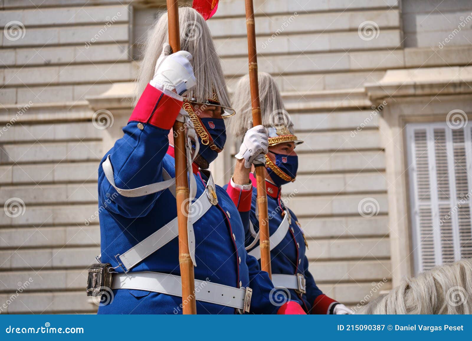 Madrid, Spain - 3 April 2021. Changing of the Guard at Madrid Royal ...