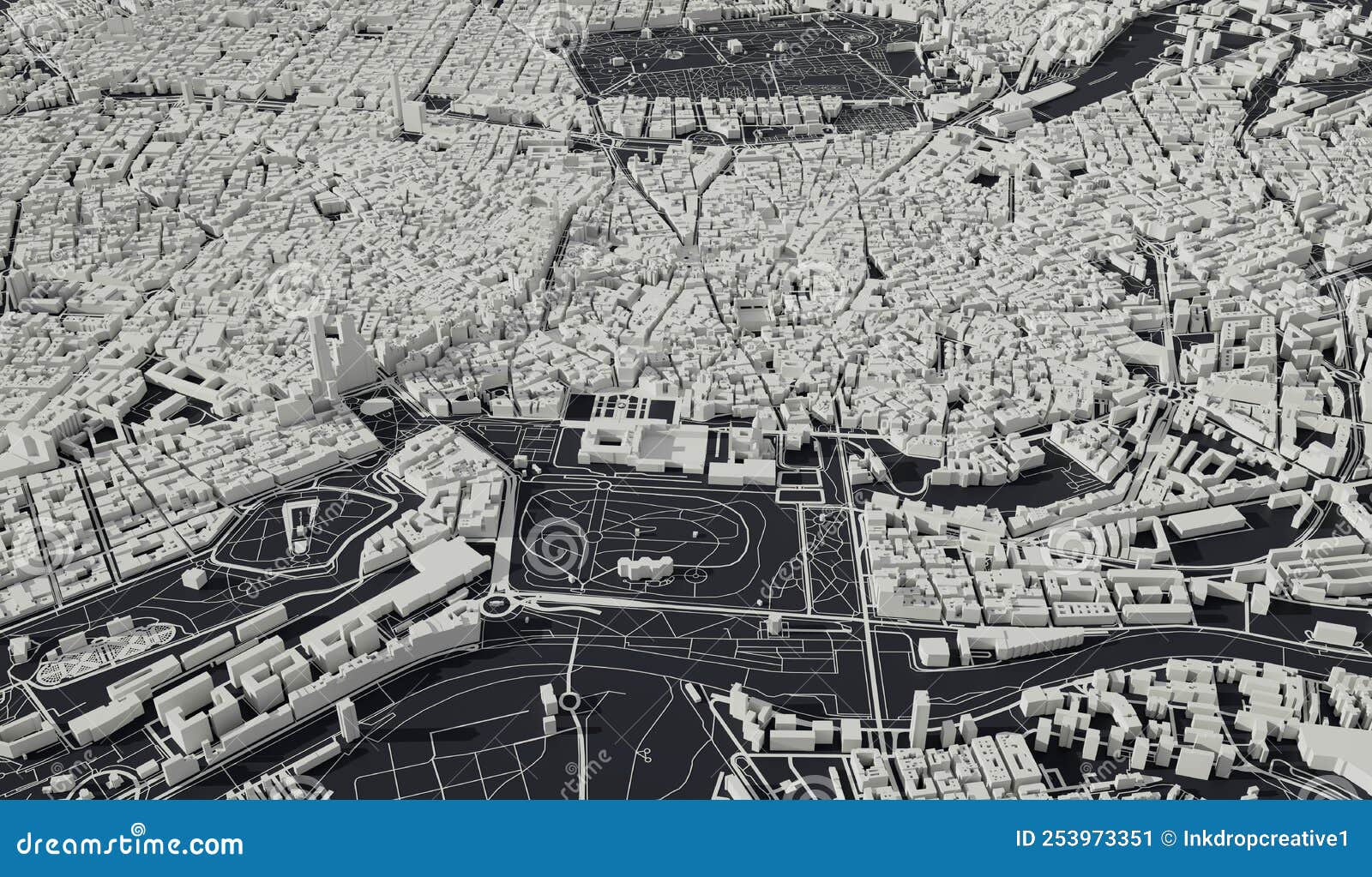 Madrid, Spain City Map Aerial View. Minimal Design Stock Illustration ...
