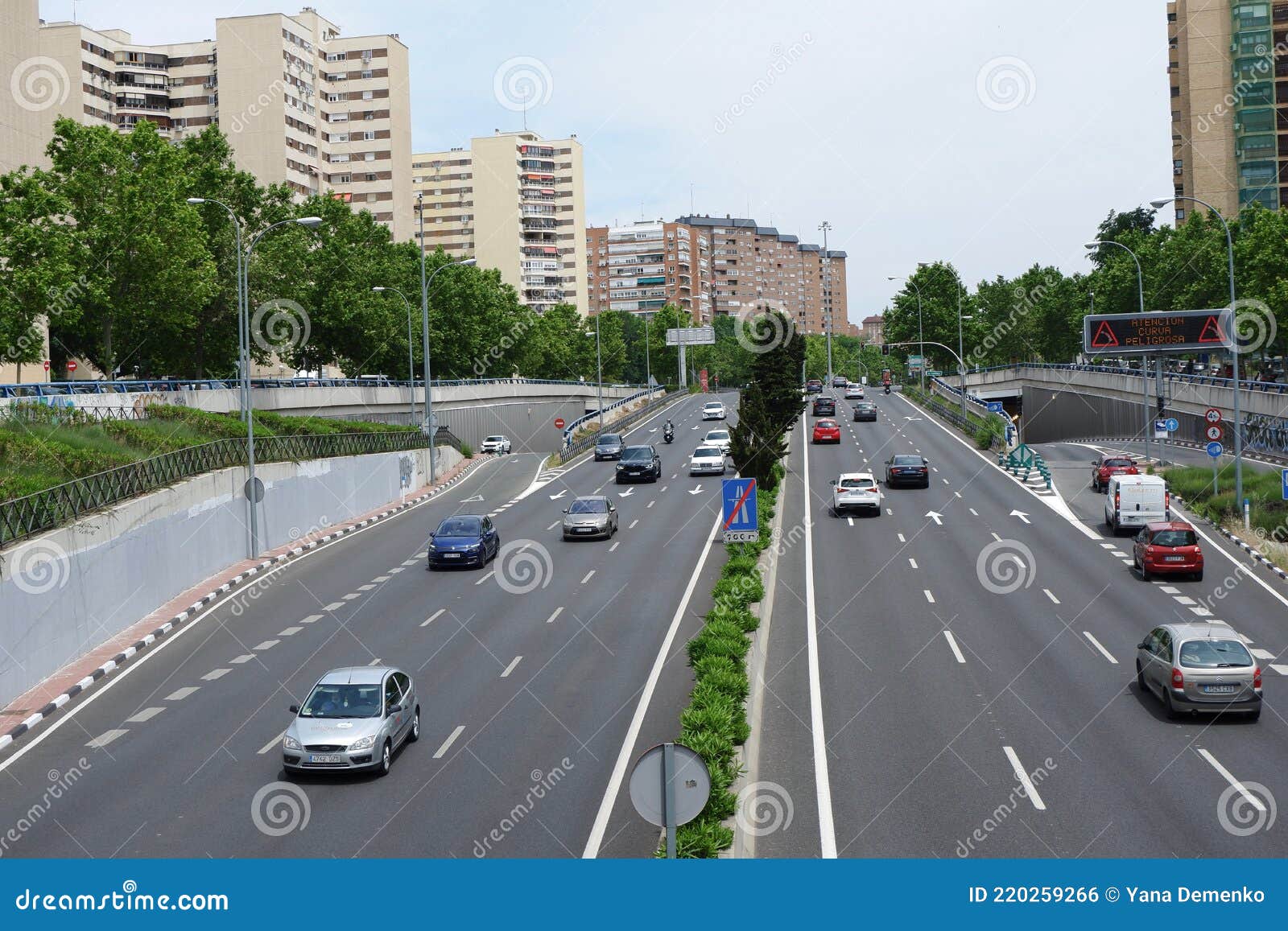 Madrid, Spain - May 27, 2021: Moderate Traffic on M30 Highway during ...