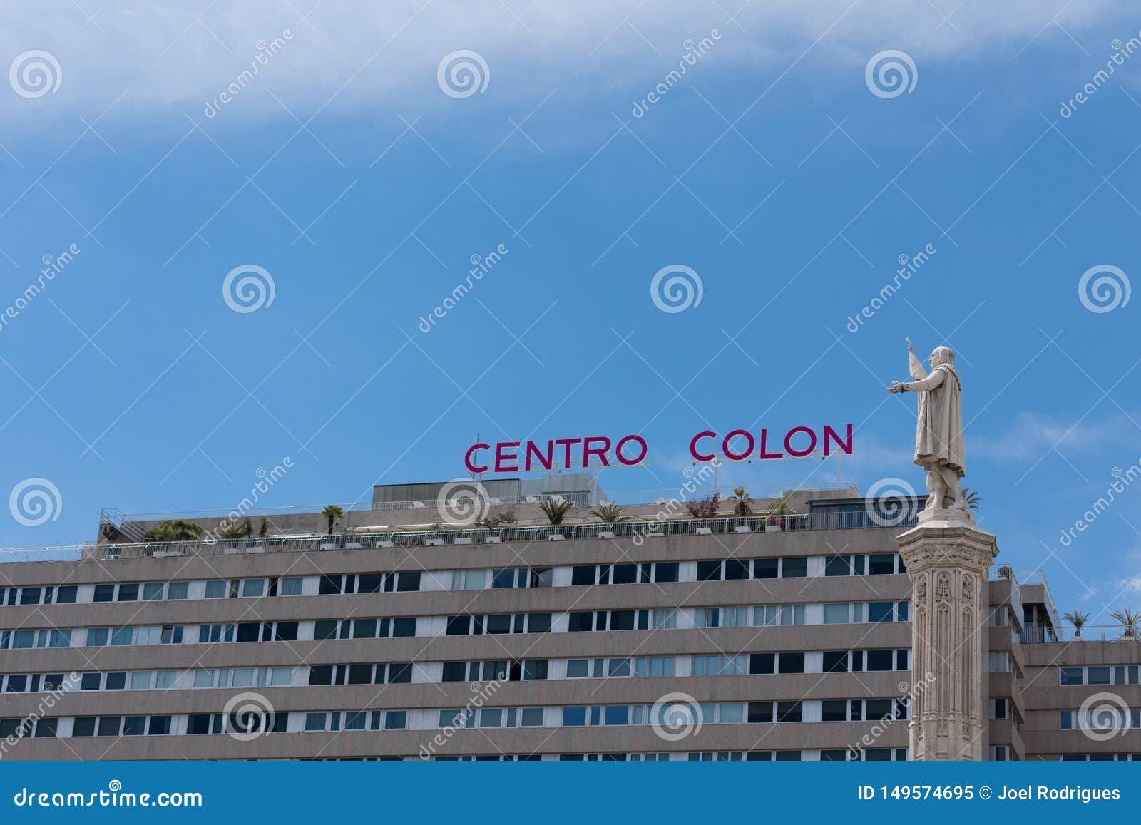 Madrid, Spain - May 21 2019: Statue of Colombus in Front of Centro ...