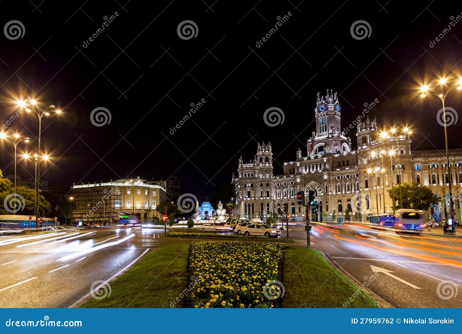 Madrid Spain at night stock photo. Image of outside, metropolis - 27959762