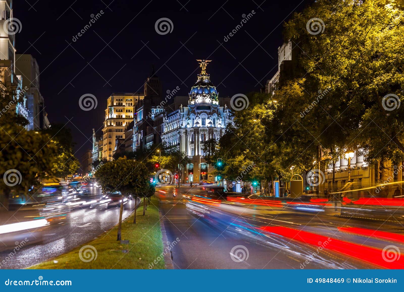 Madrid Spain at night editorial stock image. Image of city - 49848469