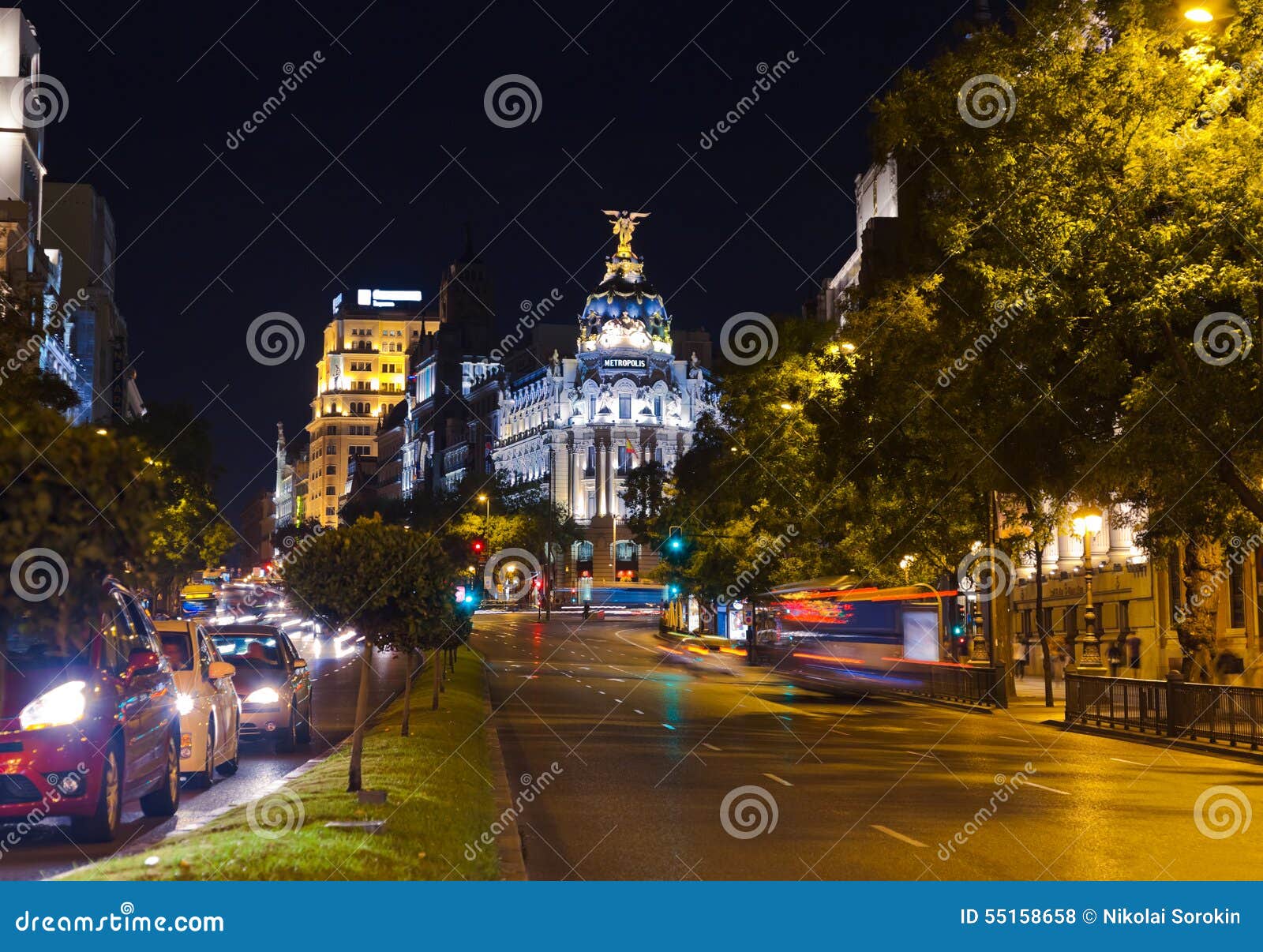 Madrid Spain at night stock photo. Image of house, evening - 55158658