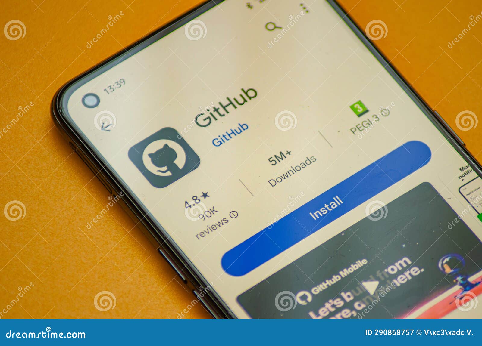 Selective Focus, Github App is Seen in the App Store on an Smartphone Editorial Photography ...